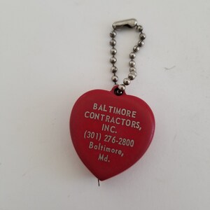 Vintage Circa 1970's Heart Shaped Keychain 36" Tape Measure Advertising ...