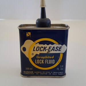 Vintage Circa 1960's Can of Liquid Graphite Lock-ease in a 1948 Design ...