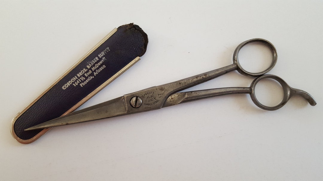 Vintage Dubl Duck Barber Scissors: 1950s Grooming With Leather Sleeve ...
