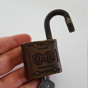 Antique Circa Early 20th Century All Brass " Champion" Padlock With One ...