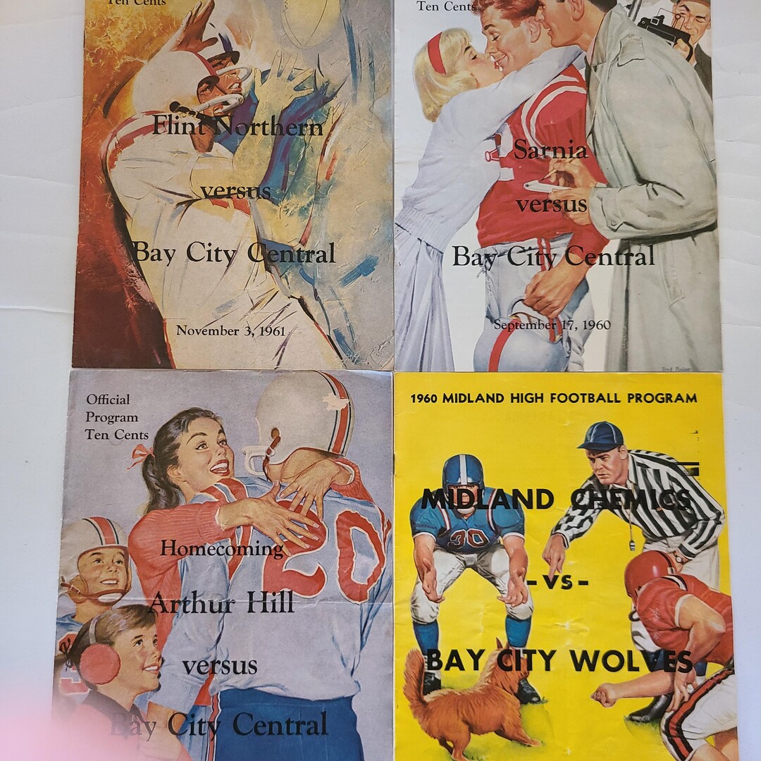 Vintage Lot of 4 High School Football Game Programs 1960/61, Bay ...