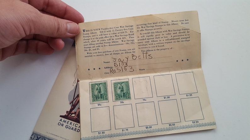 Vintage pair of World War II Savings Bonds Booklet50 cent | Etsy