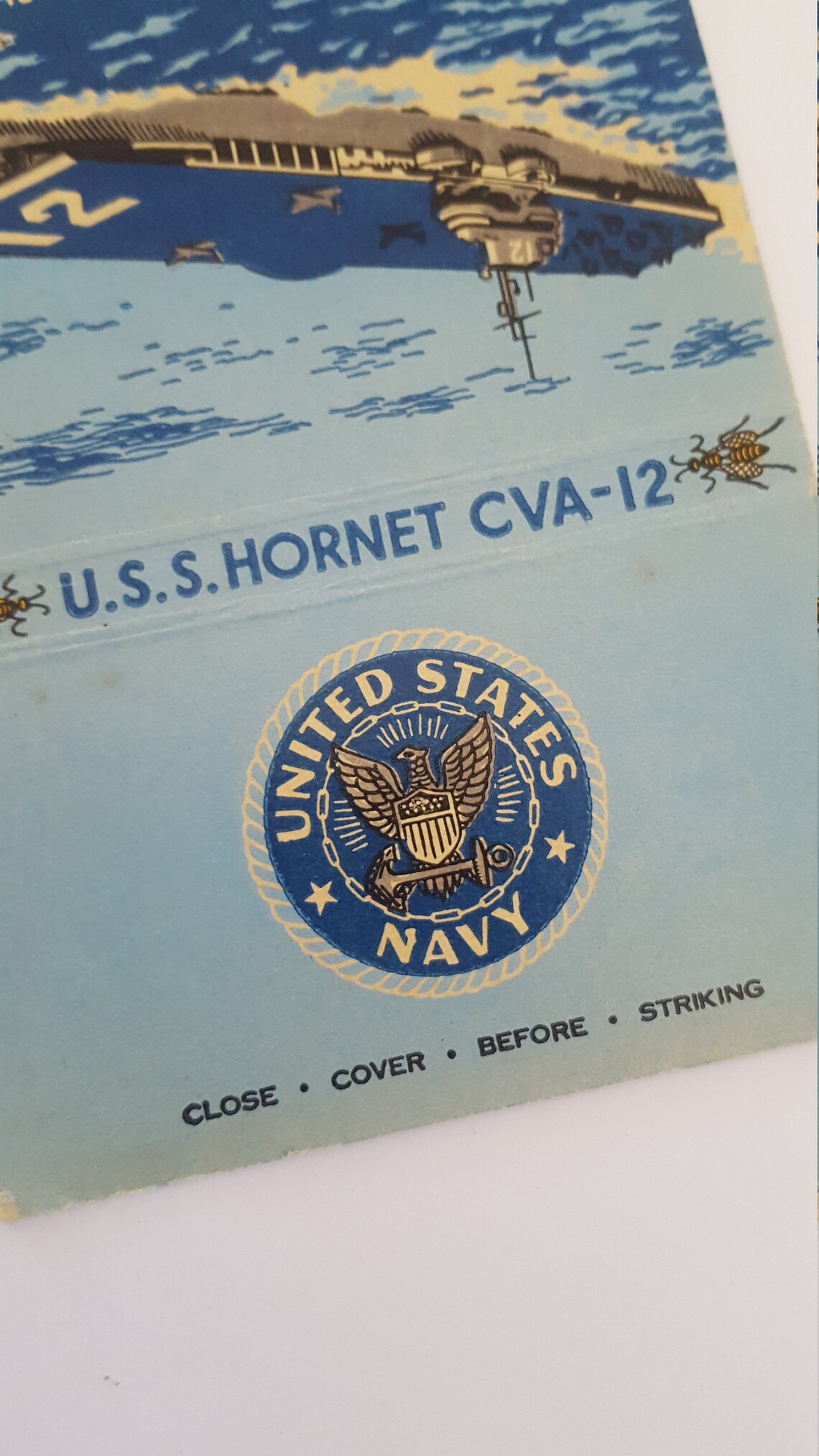 Vintage Circa 1952-1958 USS Hornet CVA-12 U.S. Navy Matchbook Cover ...