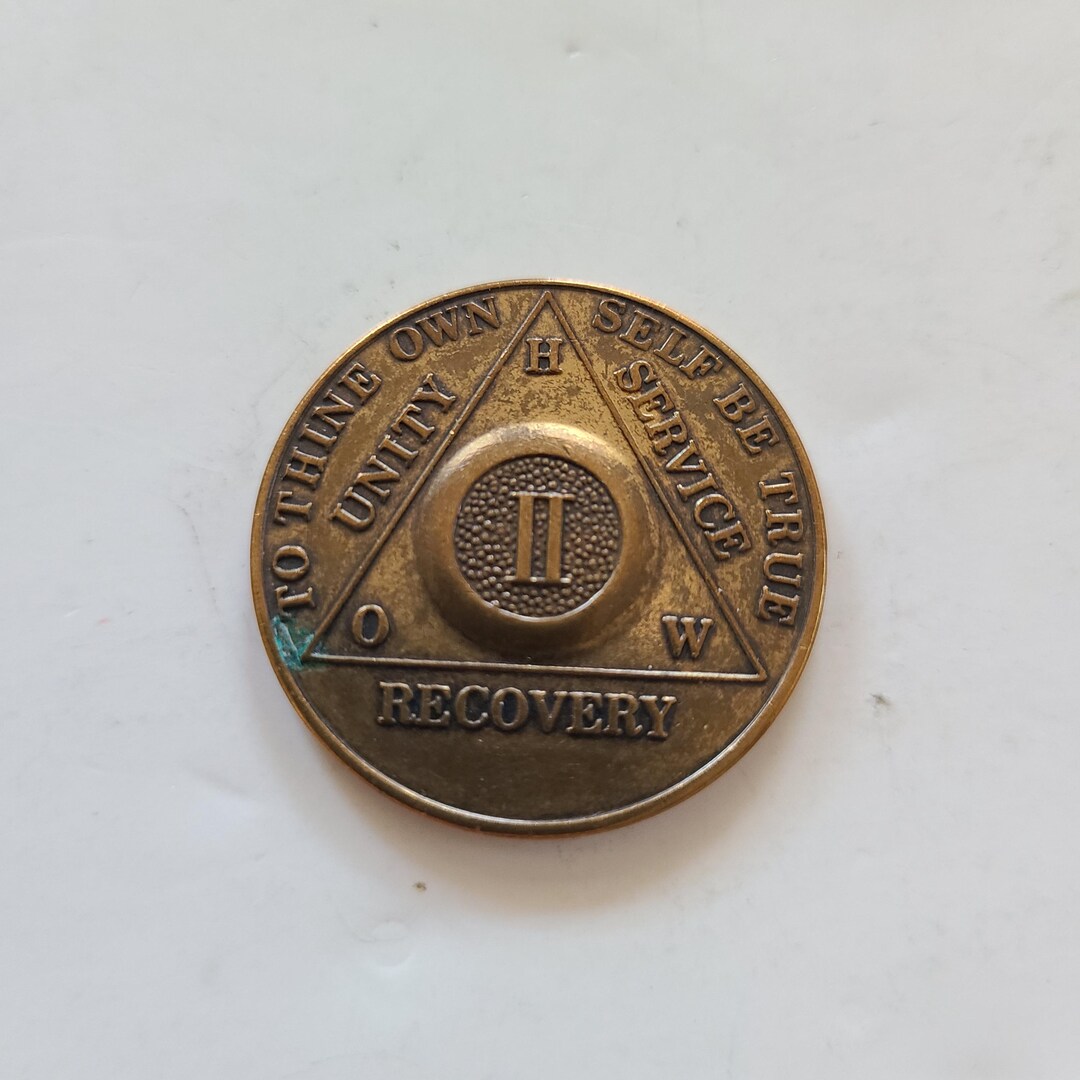 Vintage Alcoholics Anonymous Serenity Prayer Sobriety Coin 2 Years ...