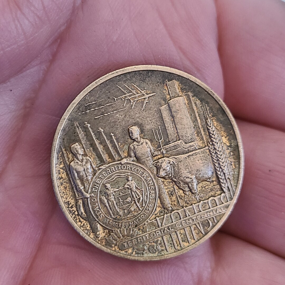 Vintage 1954 Official Centennial Coin of the Territory of Kansas 1854 ...
