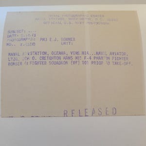 Vintage 1973 Official US Navy Photo, Ltjg J.O. Creighton, VF-101 F-4 ...