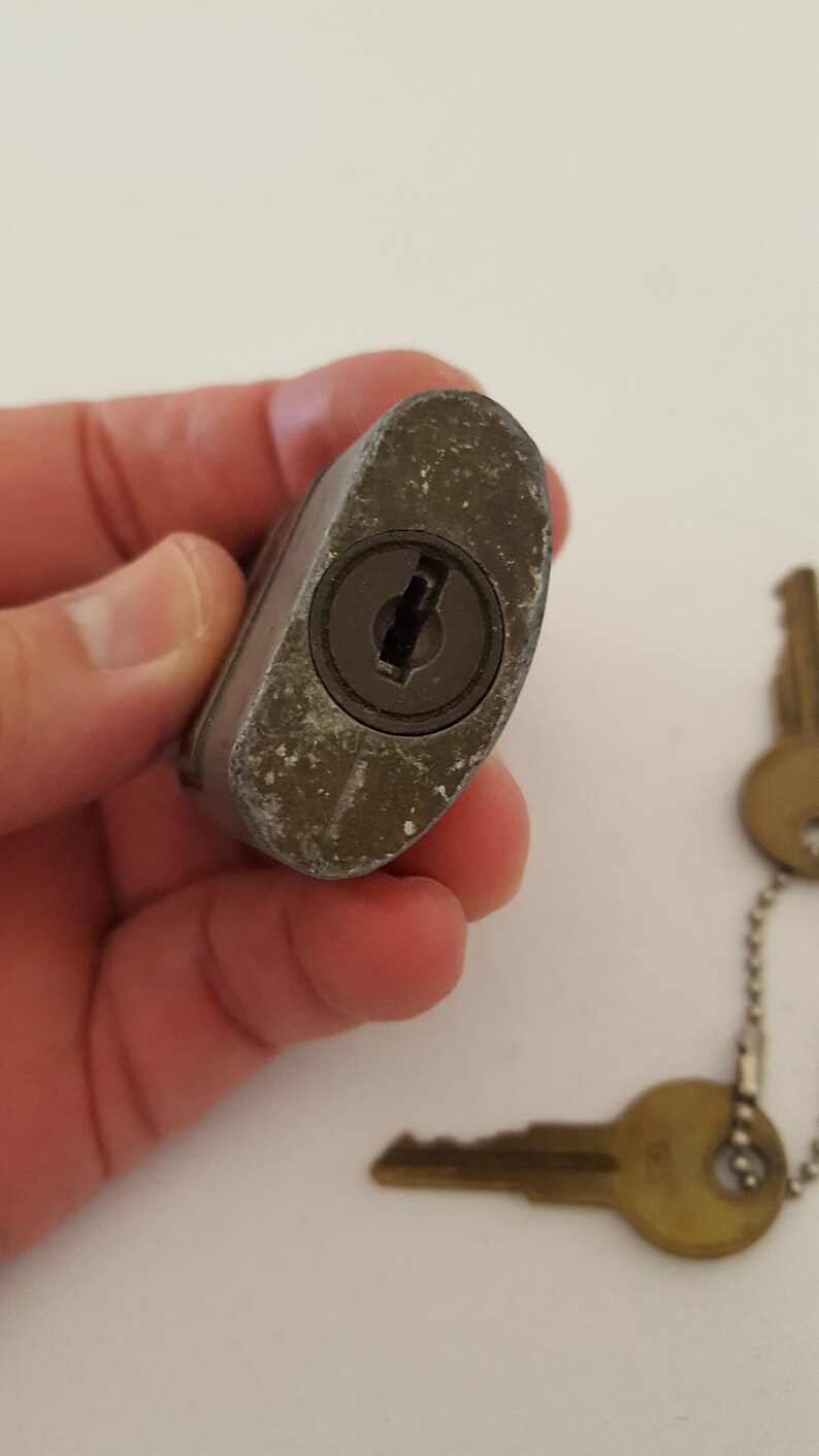 Vintage 1950's Zinc Cylinder Slaymaker Padlock, Original Pair of Brass ...