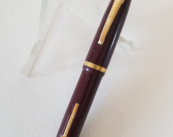 Vintage 1940's Inkograph Fountain Pen in Crimson Red With Gold Clip ...