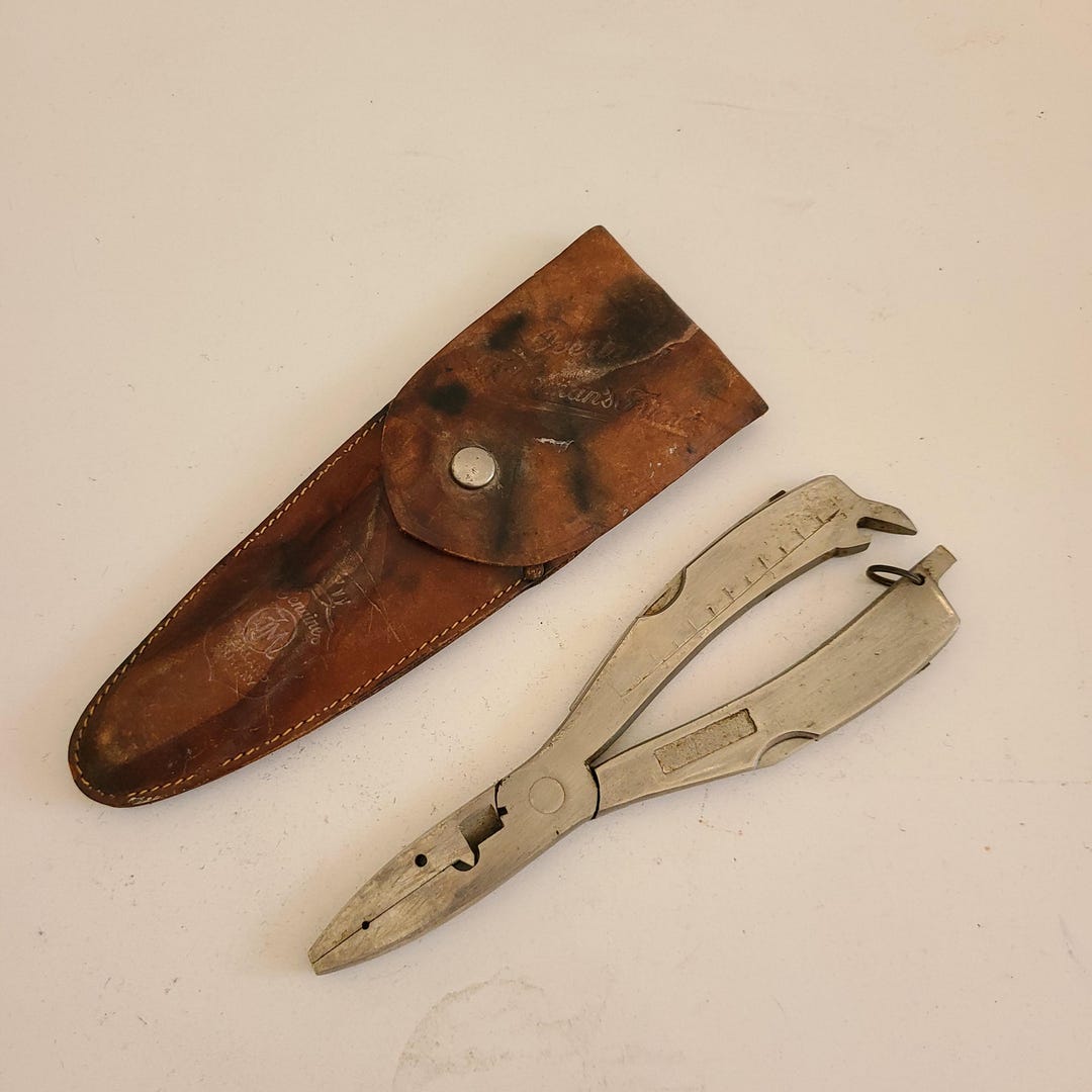 Vintage Fred Mac Overland Fisherman's Multi-tool With Embossed Leather ...