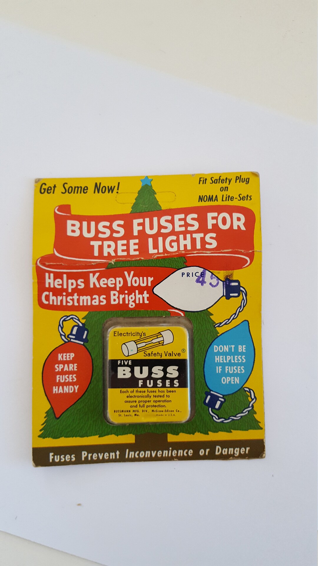 Vintage Early 1960's Buss Fuses for Tree Lights, Original Artwork on ...