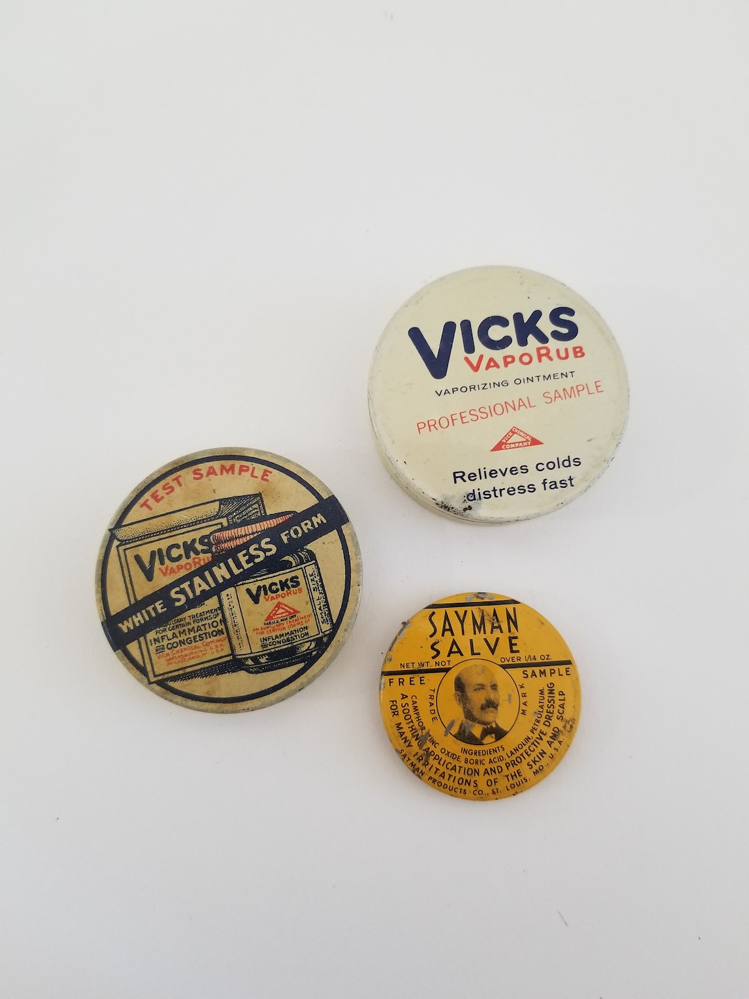 Vintage Medical Remedies, in Small Tins 2 Vicks Vaporub Test Samples ...