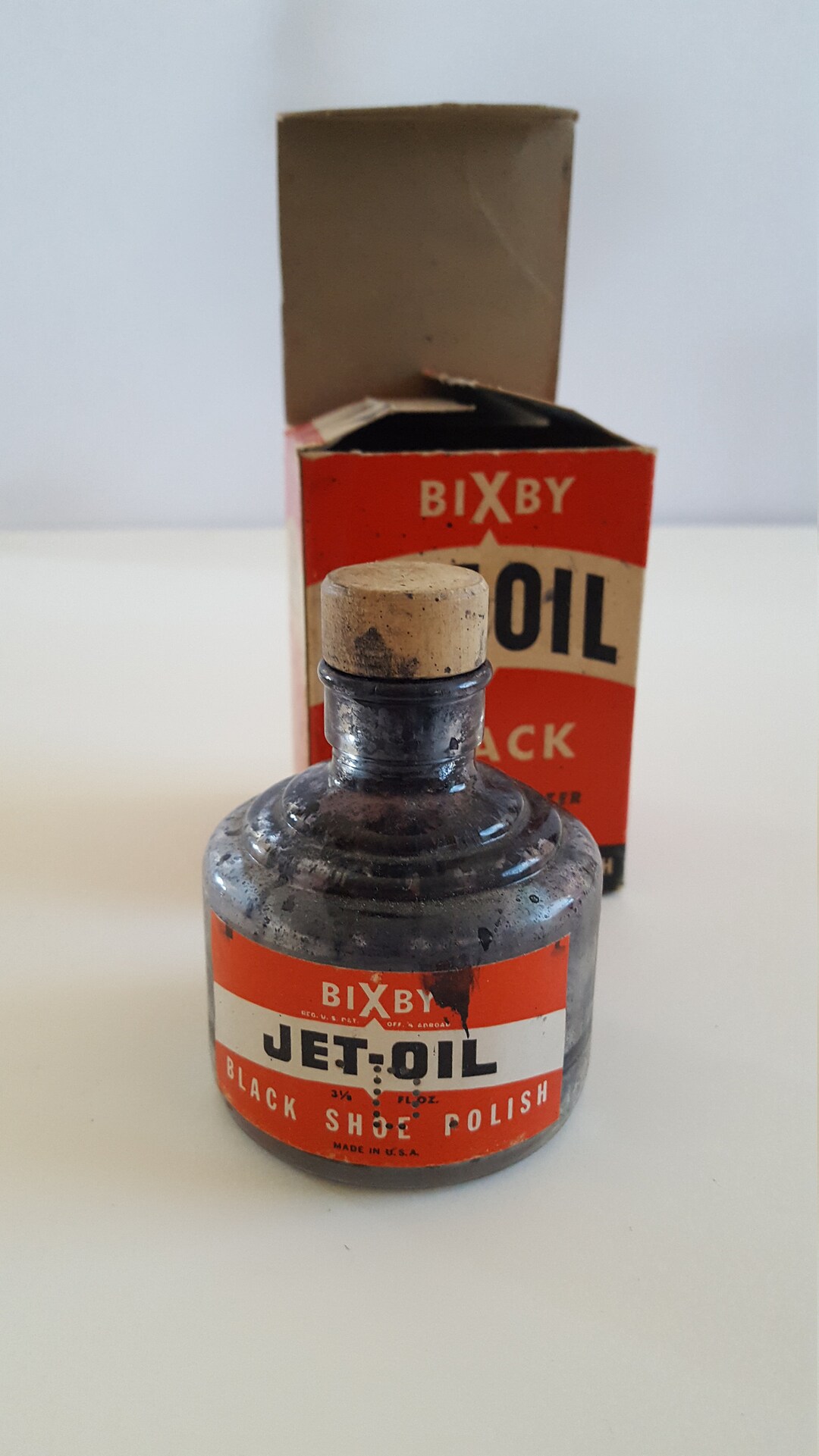 Vintage Circa 1940's Bixby's Jet-oil Shoe Polish Bottle, Black in ...