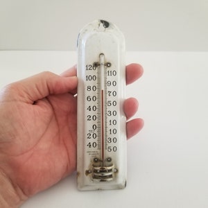 Vintage American Thermometer Enamelware Porcelain Outdoor Thermometer ...