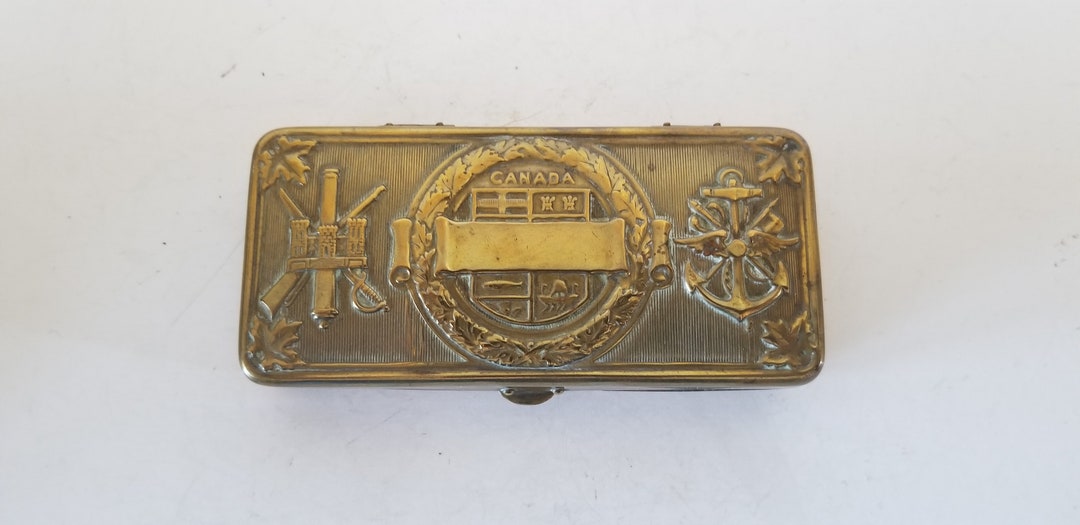 Antique Wwi 1918 Gillette Razor Canada Service Set Brass Debossed Box Only Incredibly Rare