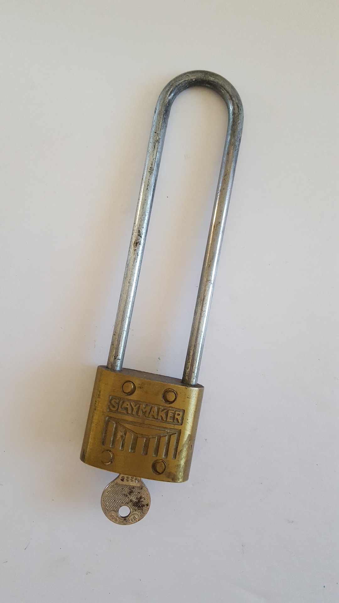 Vintage Slaymaker Brass Long Shackle Bicycle Padlock With Key, 1950's ...