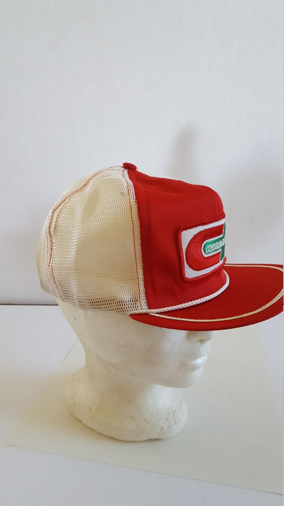 Vintage circa 1970's flat brim mesh back trucker cap … - Gem