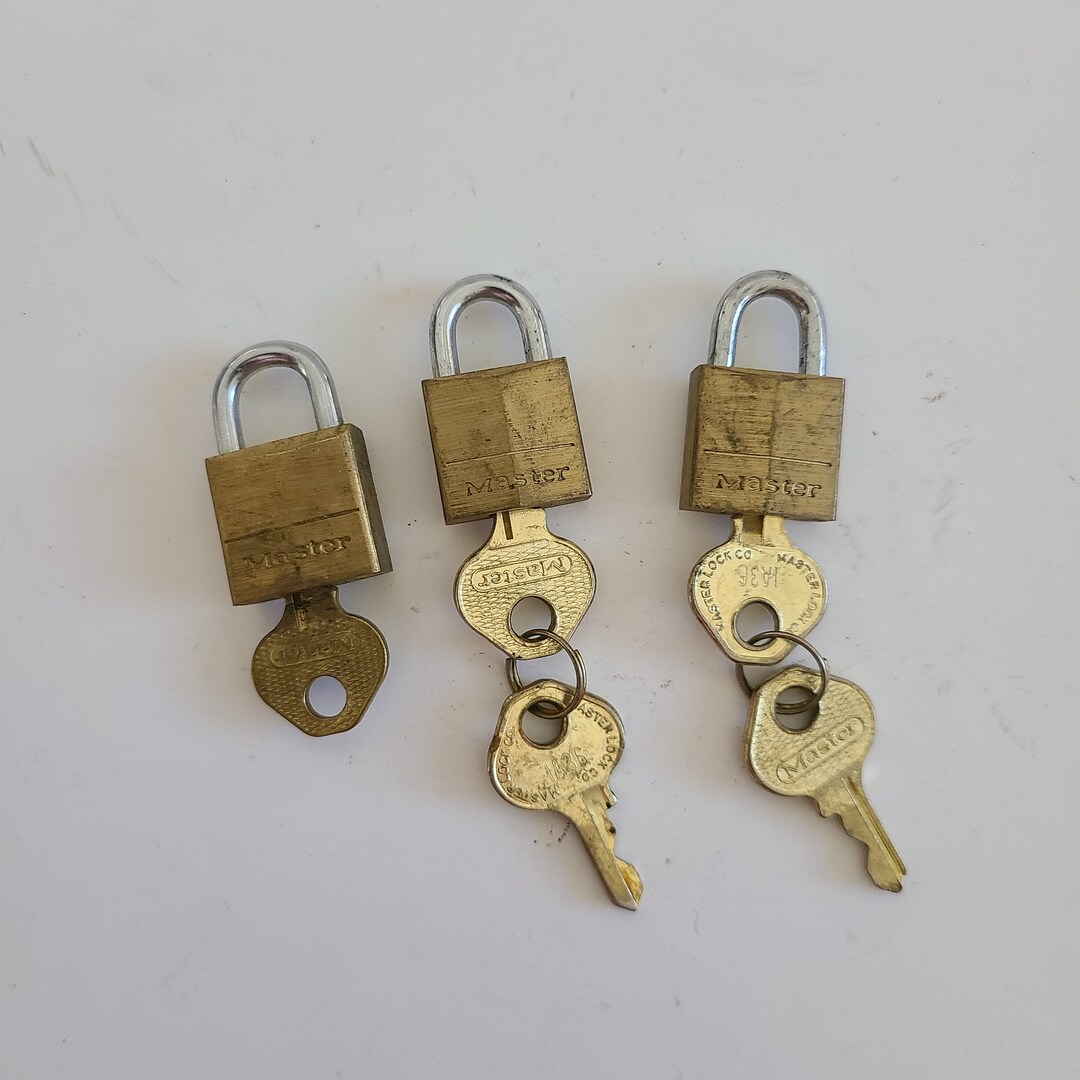 Vintage Master Lock Set: Small Brass Padlocks, Keyed Alike - Etsy