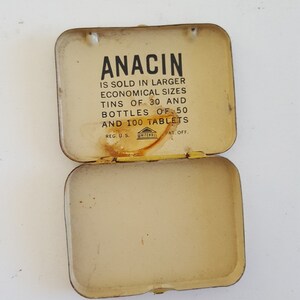 Vintage Early 1960's Anacin 12 Quantity Aspirin Tin, Good Color, Empty ...