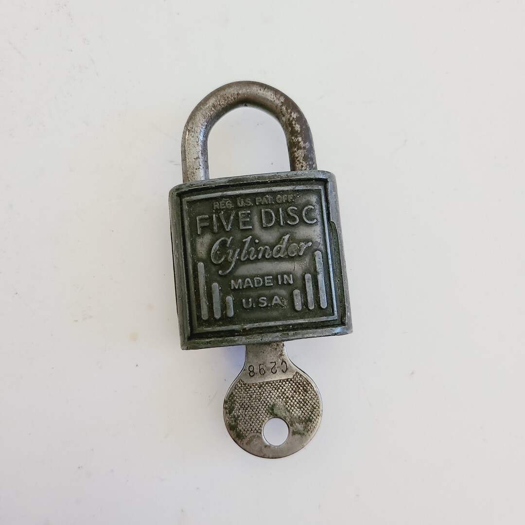 Vintage Five Disc Cylinder Lock 1930's Chippy Black Paint, Steel ...