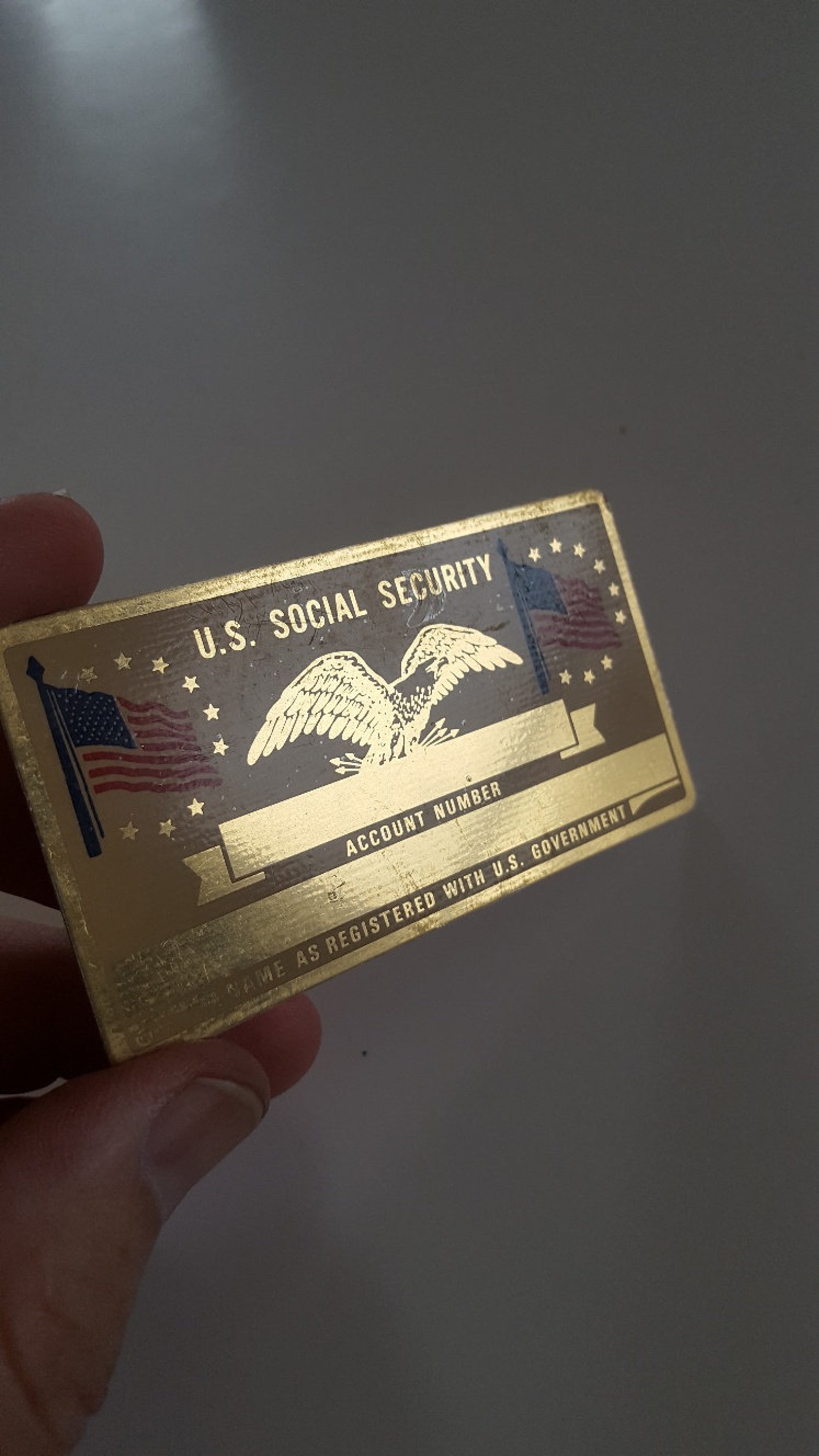 Vintage 1960s Brass Social Security Card: Eagle & Flag Motif - Etsy
