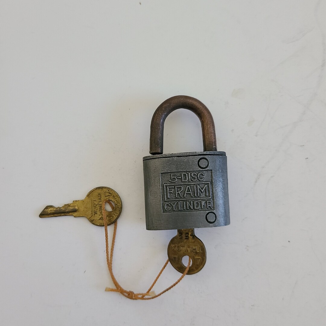 Vintage Fraim Padlock: 1940s-50s Rust Proof 5-pin Tumbler Lock With ...