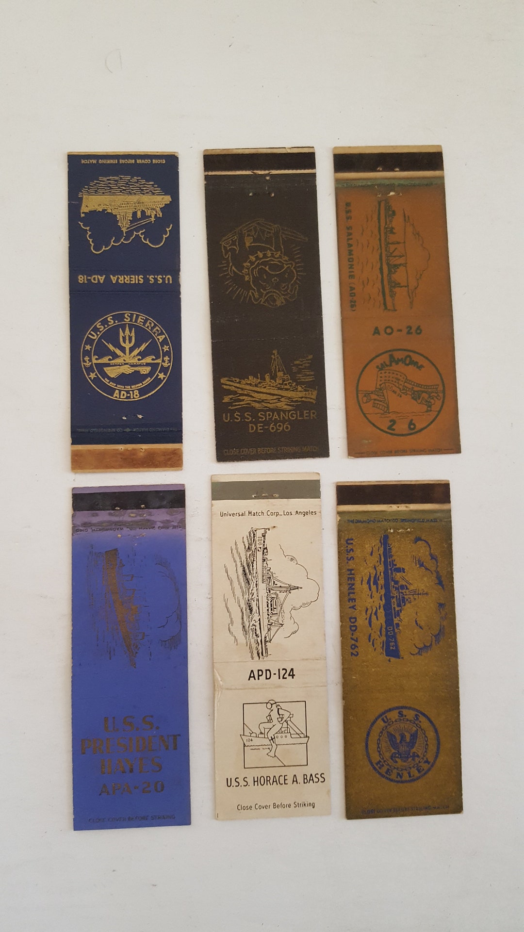 Vintage Lot of 6 Matchbook Covers of U.S. Navy WWII Era Ships, See ...