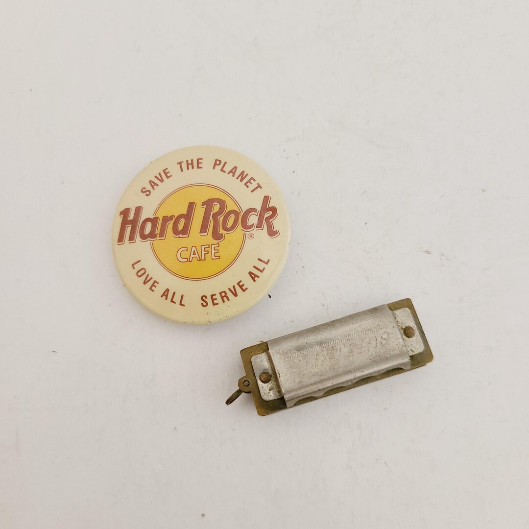 Vintage Hard Rock Cafe Button & Mini Harmonica: Occupied Japan Souvenir ...