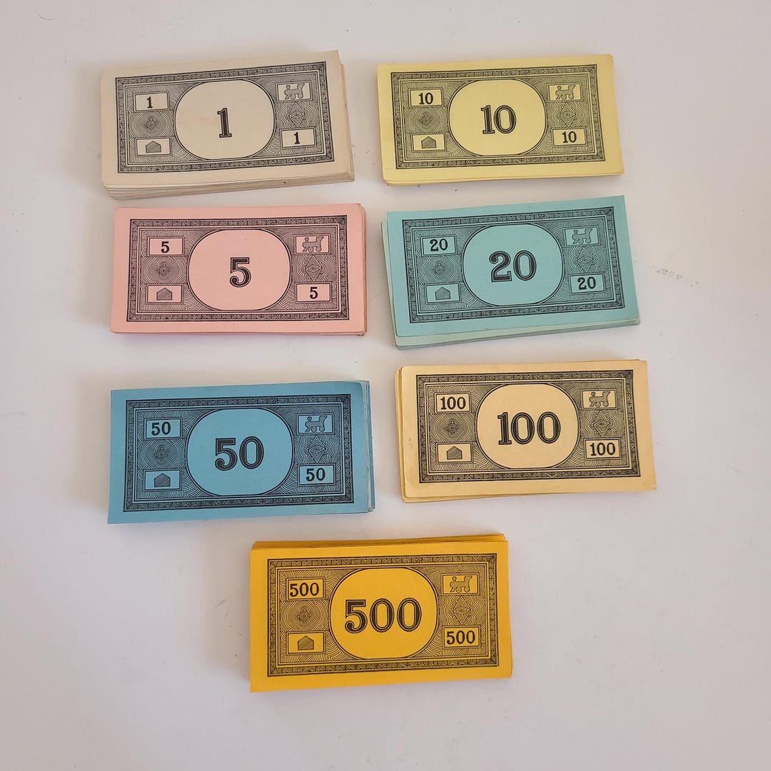 Vintage Circa 1960's Lot of Monopoly Cash, Good Condition Totals 14,184 ...