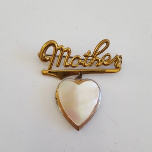 Vintage Circa 1950's to 1960s mother Pin Heart Locket, Unmarked but ...