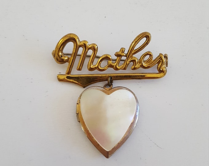 Vintage Circa 1950's to 1960s "mother" Pin Heart Locket, Unmarked but ...