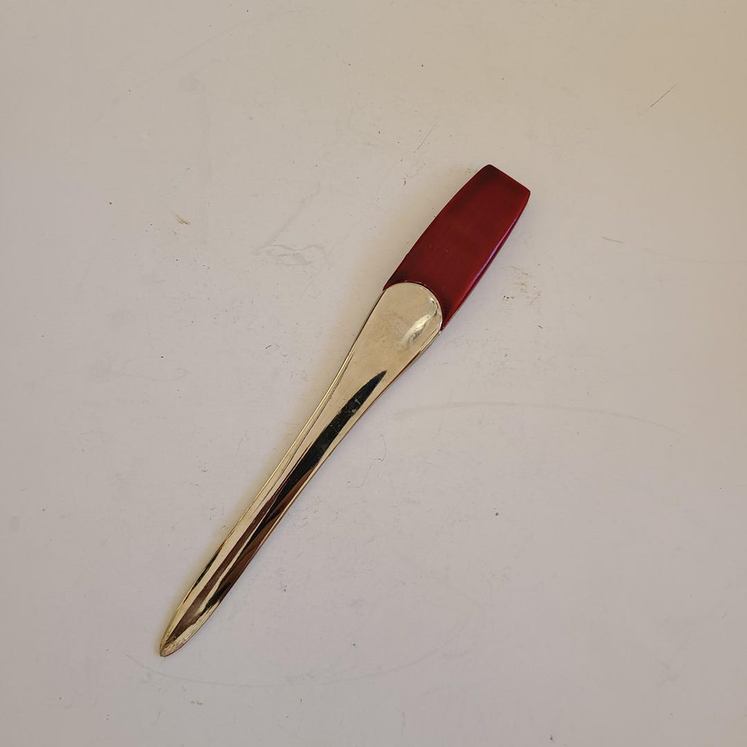 Vintage Circa 1950's Sleek Letter Opener, Unmarked Chromed Brass With ...
