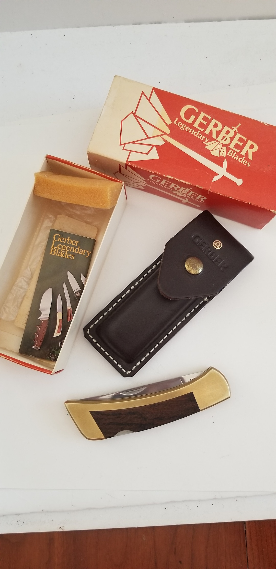 Vintage 1986 Gerber Sportsman III Folding Knife: Original Box & Pouch ...