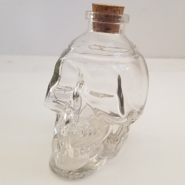 Skull Glass Bottle With Cork - Etsy