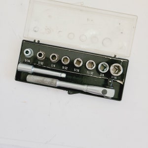 Vintage Circa 1960's 10 Piece Socket Set, Original Box With Ratchet and ...
