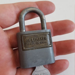 Vintage 1950's Gray Colored Slaymaker Padlock, With 1 Key, Light Duty ...