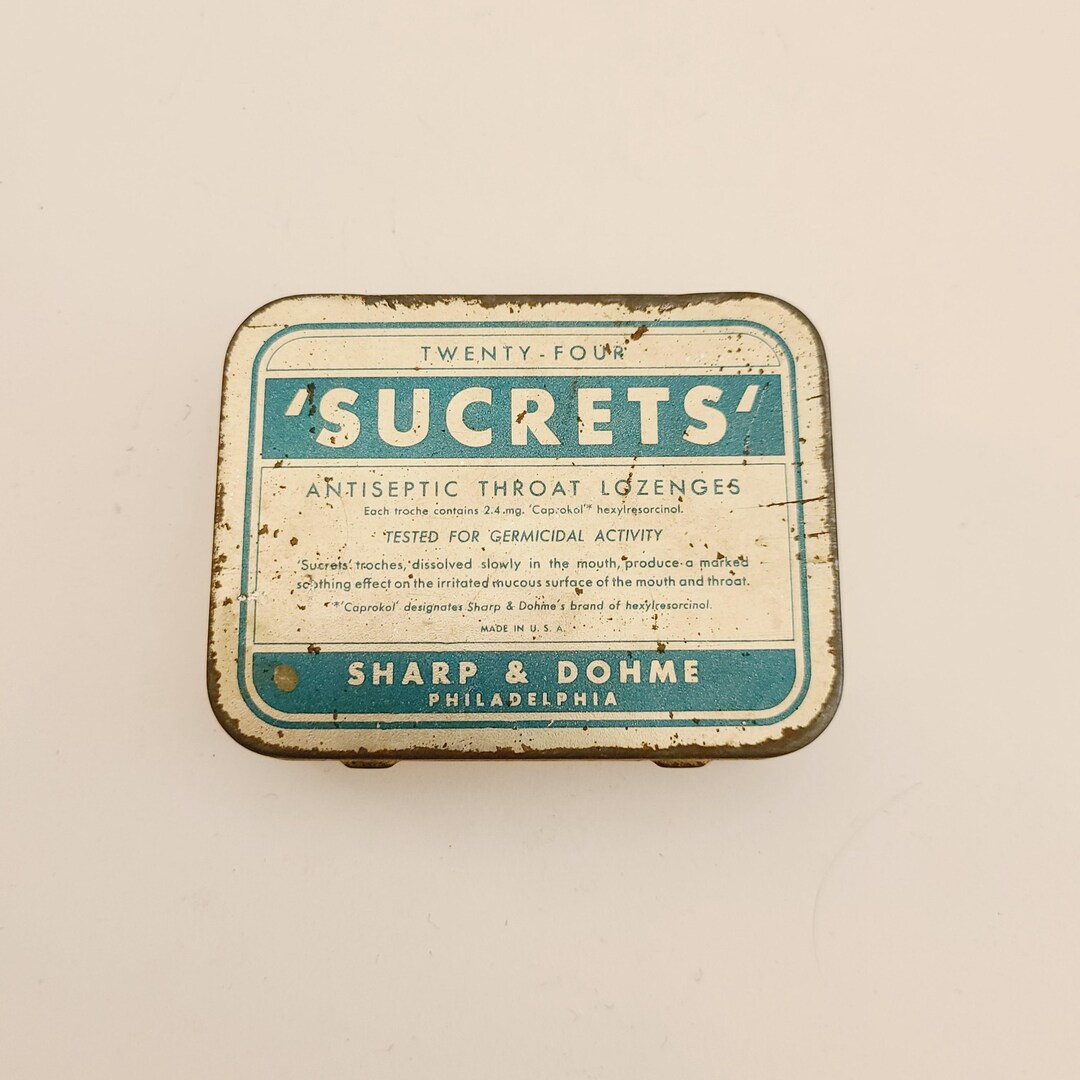 Vintage Circa 1950's to 1960's Sucrets Tin Filled With Old Gummed Back ...