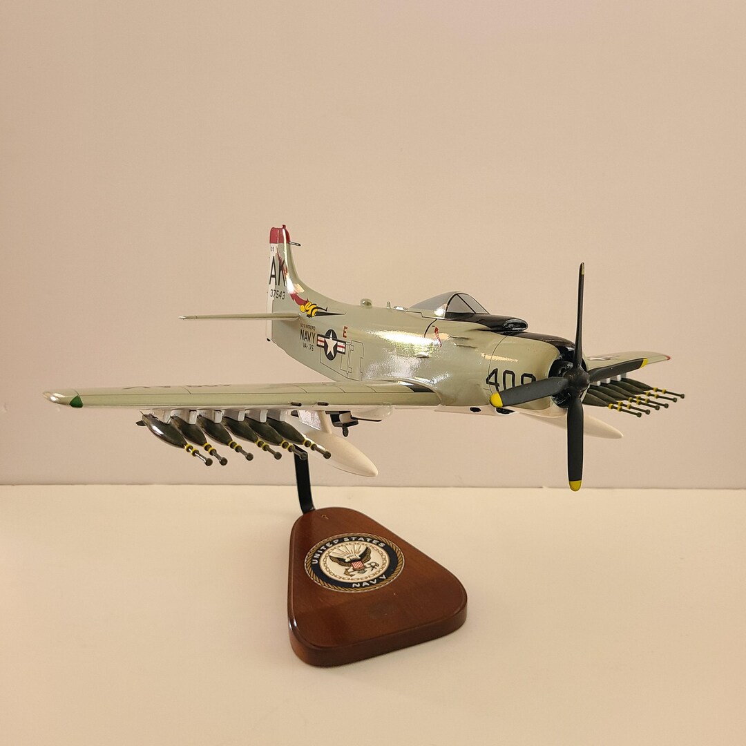 Vintage Handmade Douglas A-1H Skyraider Model: USS Intrepid VA-176 - Etsy