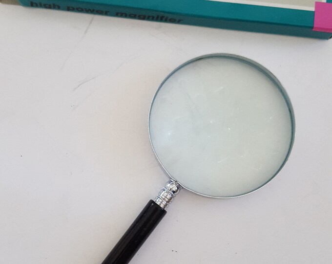 Vintage Late 1980's High Power Magnifying Glass Original Box 3 1/2 ...