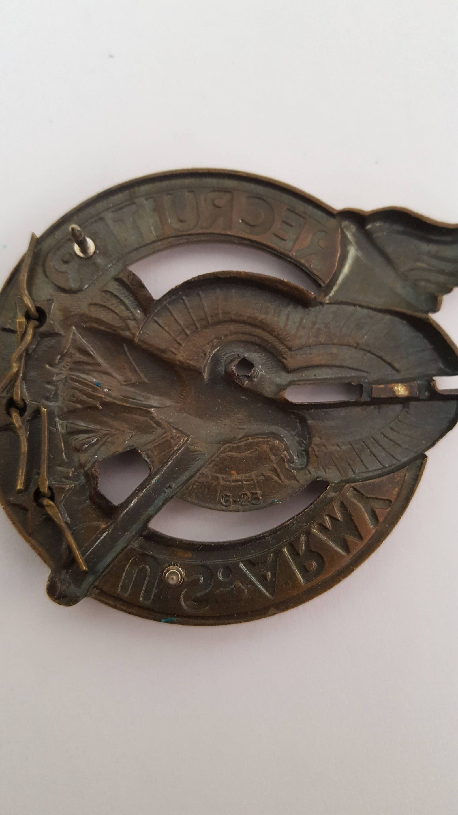 Vintage US Army Recruiter Brass Badge: Eagle, Torch, Stars - Etsy