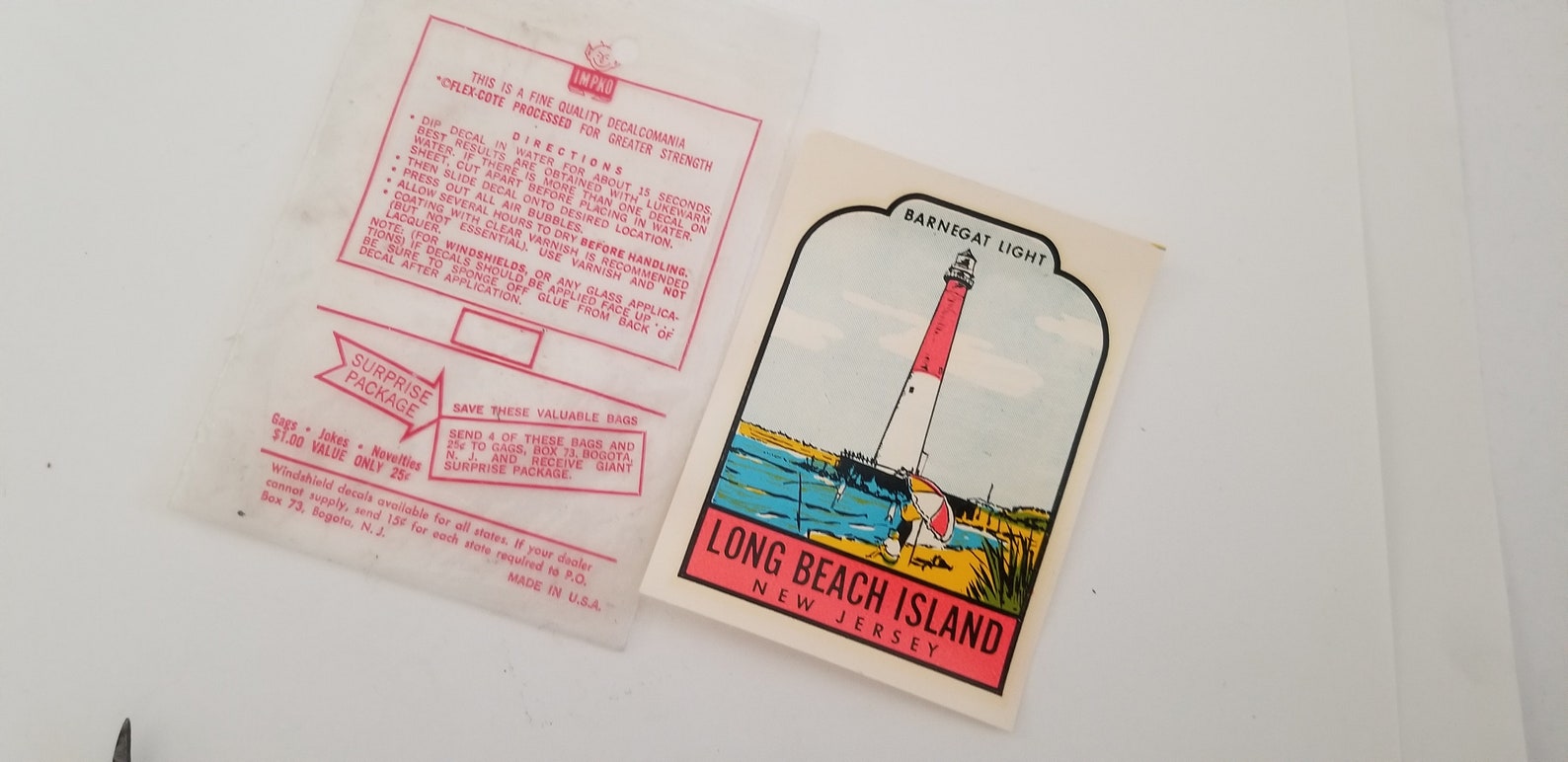 Vintage Wet Transfer Decal 1960's From Long Beach Island - Etsy