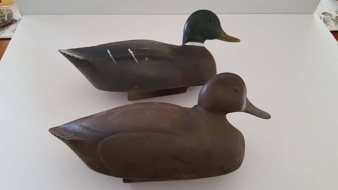 Vintage Pair of Plasti-duk Inflatable Duck Decoys, One Mallard One Hen ...