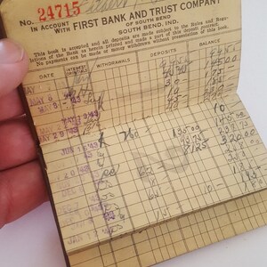 Vintage Mid 1940s Savings Passbook, First Bank & Trust Co of South Bend ...