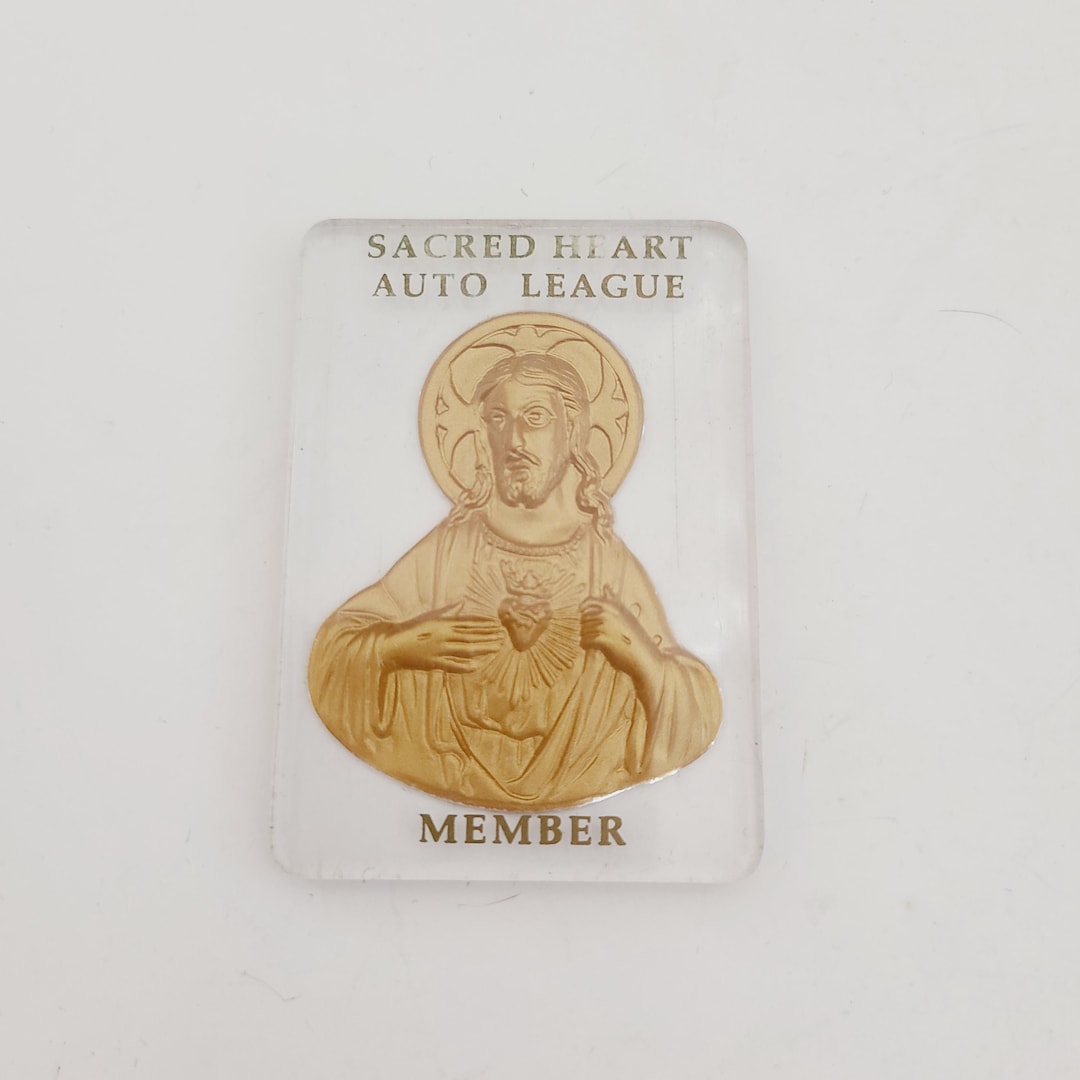 Vintage 1960's Sacred Heart Auto League Plaque, Catholic Car Club ...