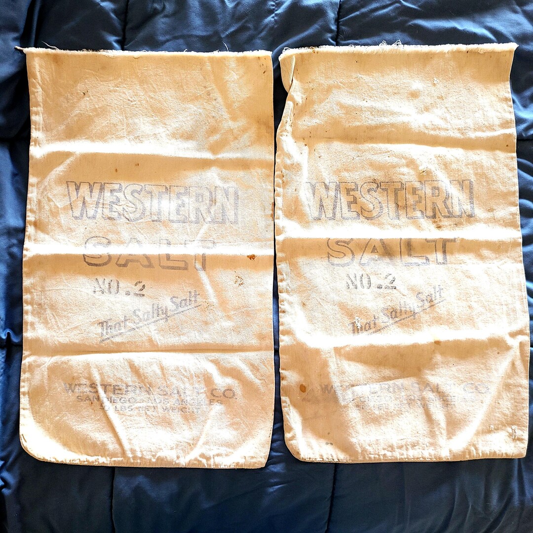 Vintage Circa 1940's Pair Western Salt Co "that Salty Salt" 50lb Bags ...
