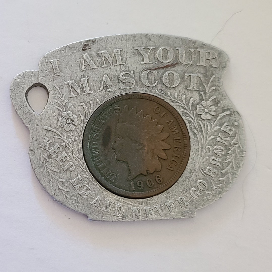 Antique 1906 Souvenir Encased Coin i Am Your Mascot Chamberpot Shape ...