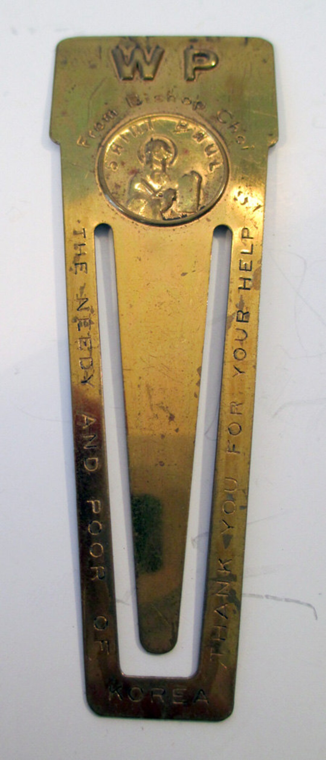 Vintage Brass Catholic Bookmark, Saint Paul, Religious Item, Bishop ...