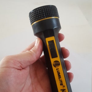 Vintage Circa 1990s Lumilite K2C Flashlight, Black and Yellow Plastic ...