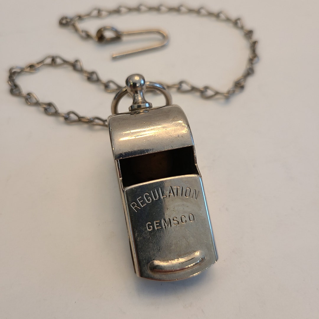 Vintage Chromed Brass Military or Police Whistle With Chain Lanyard and ...