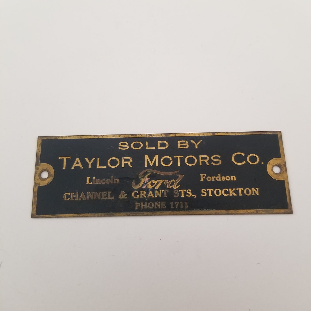 Vintage/antique Ca. 1922-1928 Etched Brass Car Dealership Plate for ...