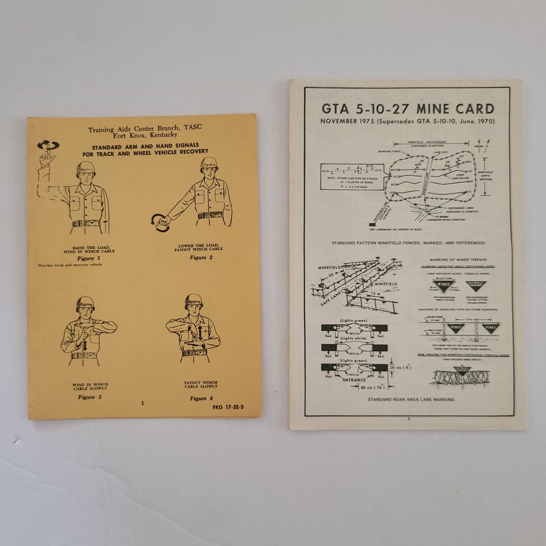 Vintage U.S. Army Training Aids Ephemera, Hand Signals for Tracked ...